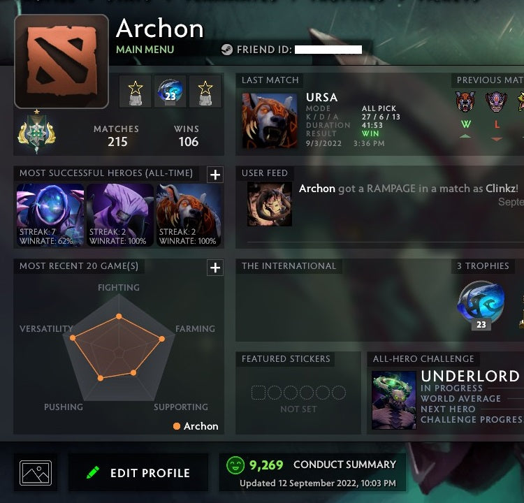 Archon I | MMR: 2410 - Behavior: 9269 – CayThue24